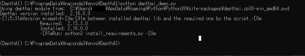 DepthAIにてRuntimeError: Failed to find device after booting, error message: X_LINK_DEVICE_NOT ...