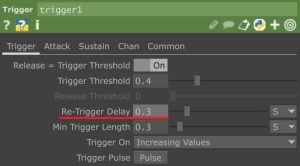 [Touchdesigner]TriggerCHOPでしきい値を超えた場合のみ0→1にする | まにゅまるスクリプト。